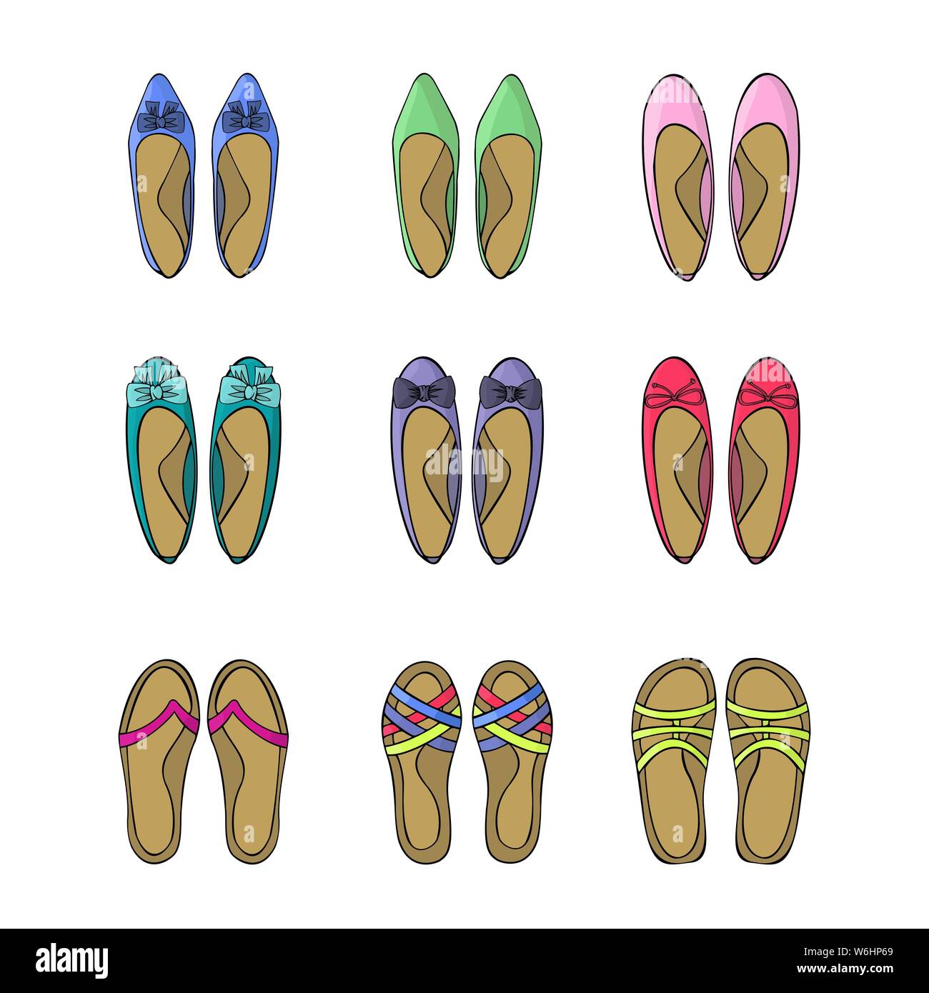Woman spring shoes. Icons set. Vector illustration Stock Vector Image ...