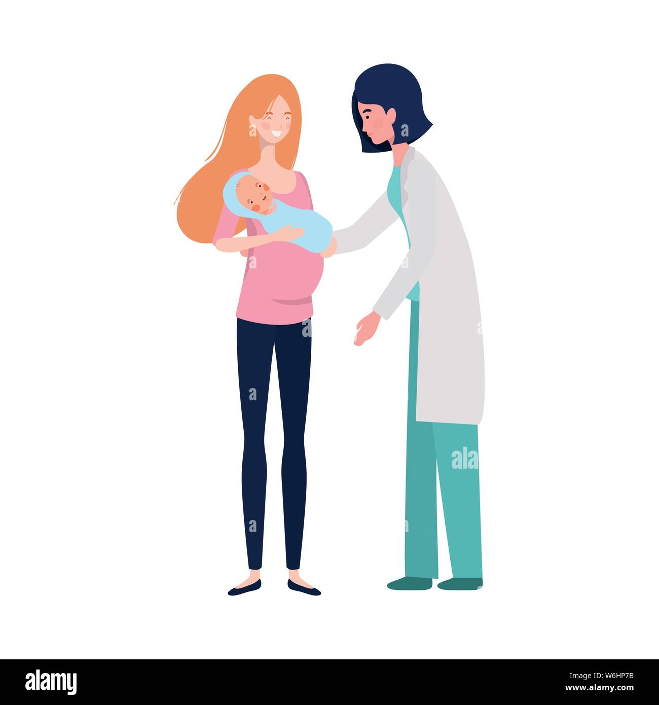 Isolated mother with baby and doctor design Stock Vector Image & Art ...