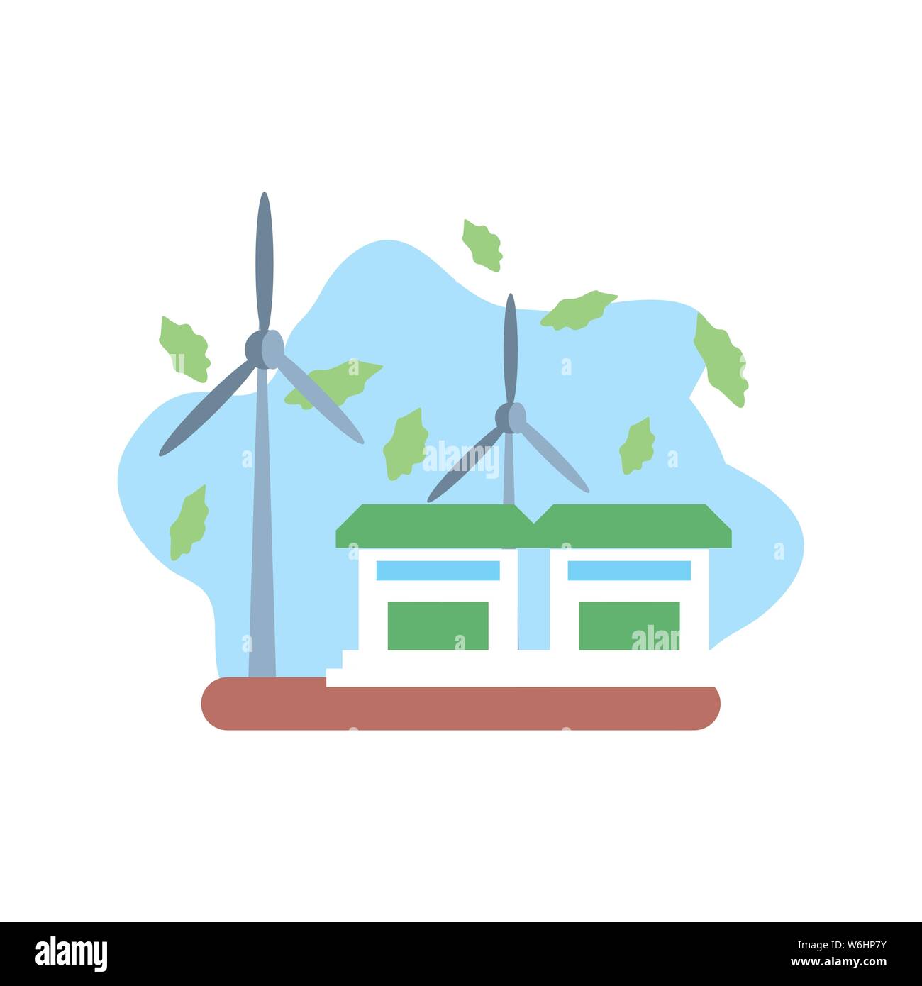 houses facades building with windmills vector illustration design Stock ...