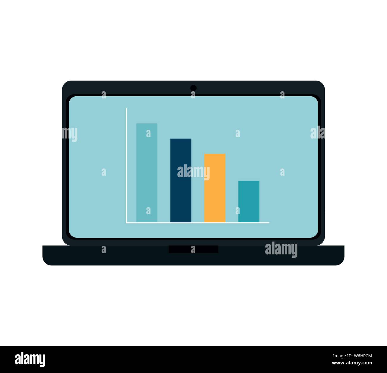 laptop computer with bars statistics Stock Vector Image & Art - Alamy