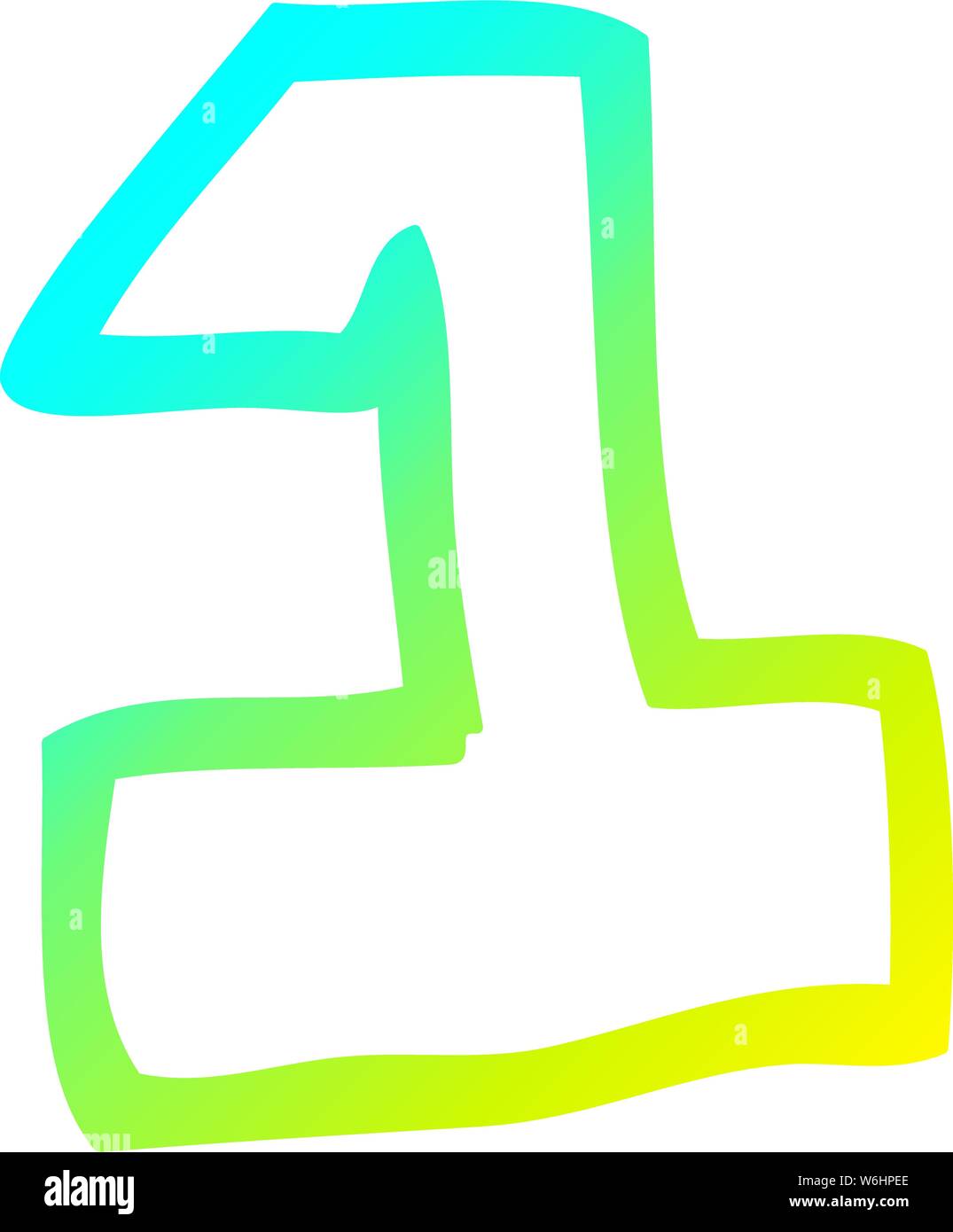 cold gradient line drawing of a cartoon number 1 Stock Vector Image ...