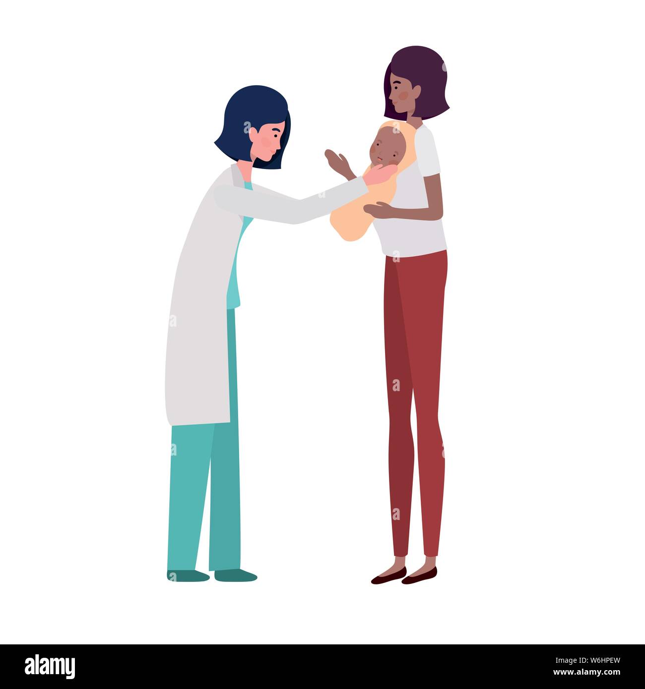 Isolated mother with baby and doctor design Stock Vector Image & Art ...