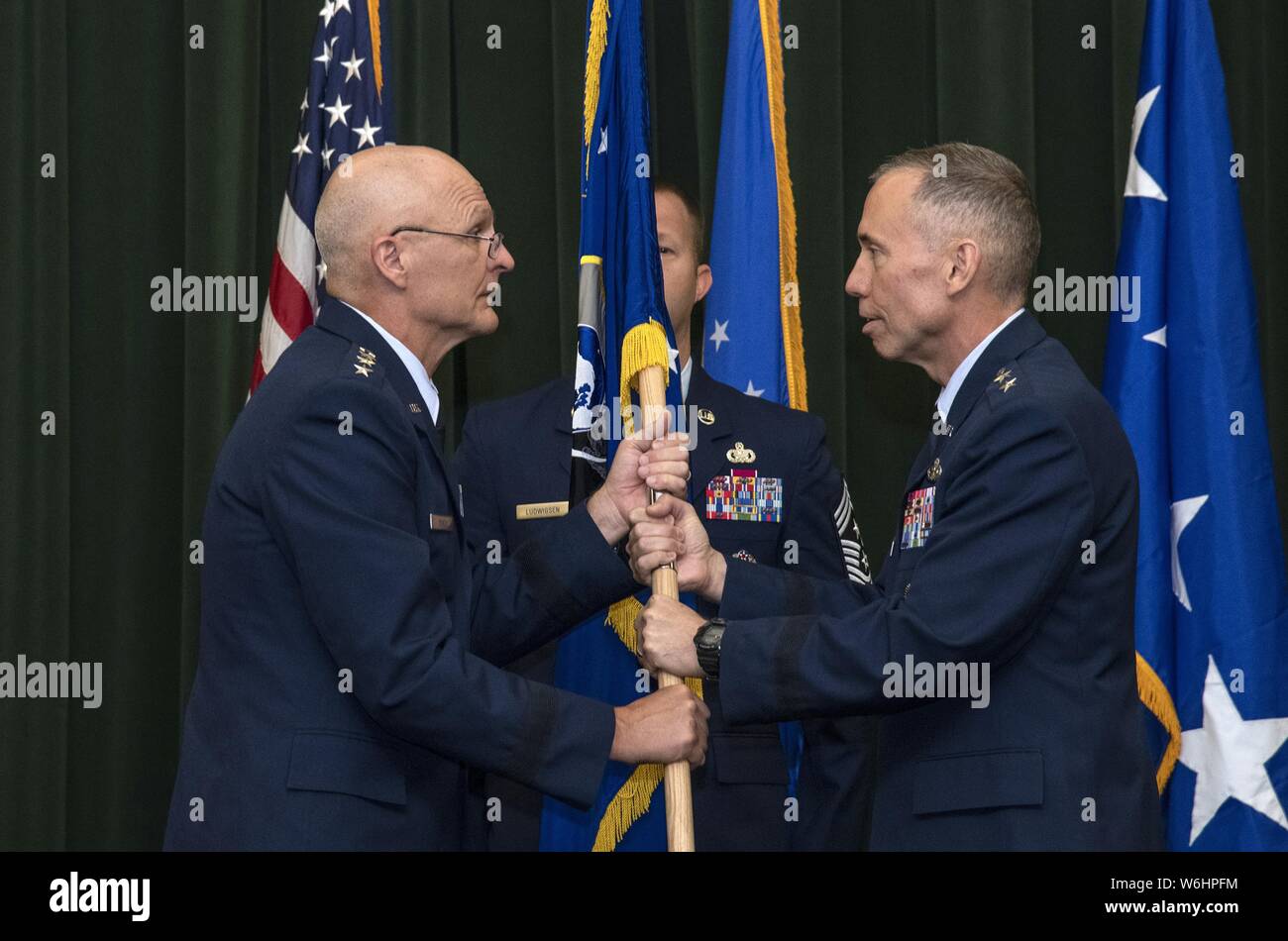 Maj. Gen. Tom Wilcox receives the unit flag from Gen. Arnold W. Bunch ...