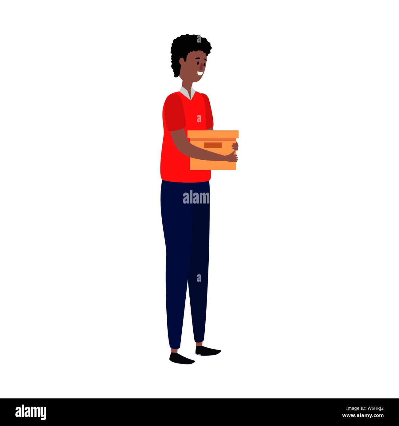 Young businessman lifting box character hi-res stock photography and ...