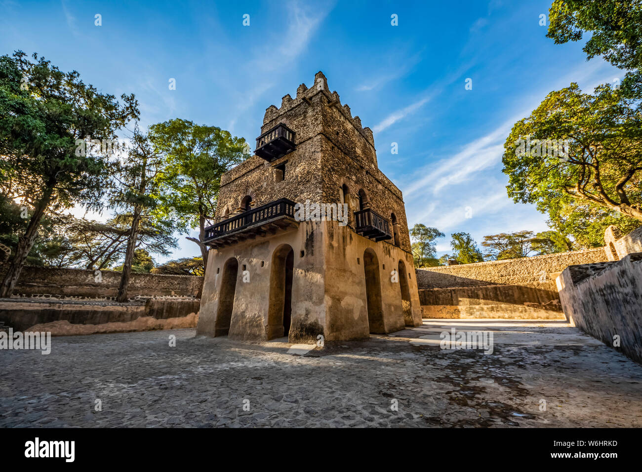 Three-storied bathing palace at Fasilides Bath; Gondar, Amhara Region ...