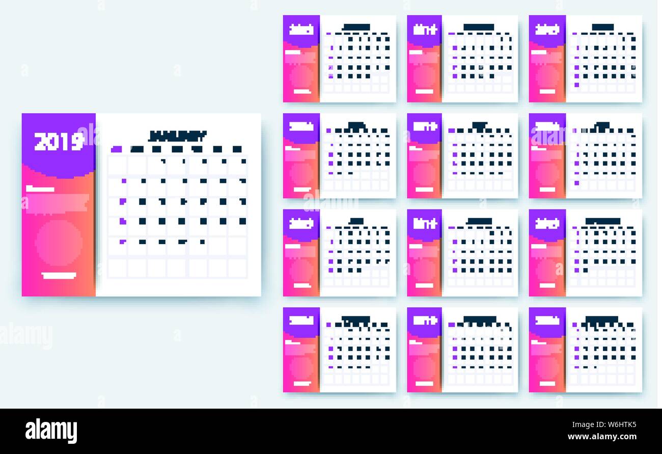 simple calendar 2019, Stock vector eps10. Color design Stock Vector ...