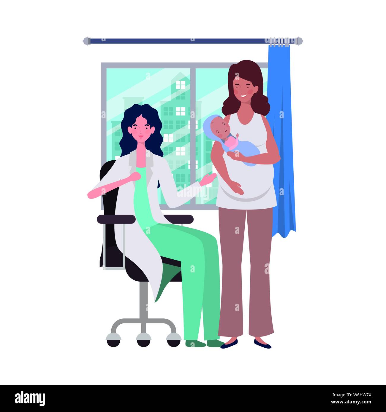 Isolated mother with baby and doctor design Stock Vector Image & Art ...