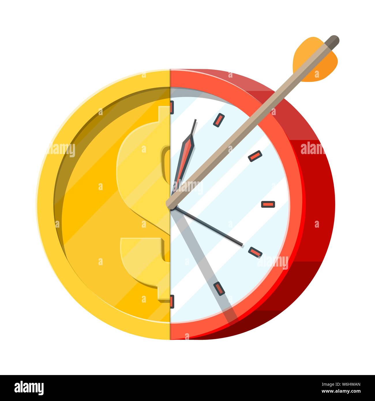 Target with arrow and gold coin clocks. Goal setting. Smart goal ...