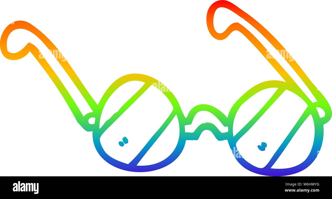 rainbow gradient line drawing of a cartoon glass spectacles Stock ...