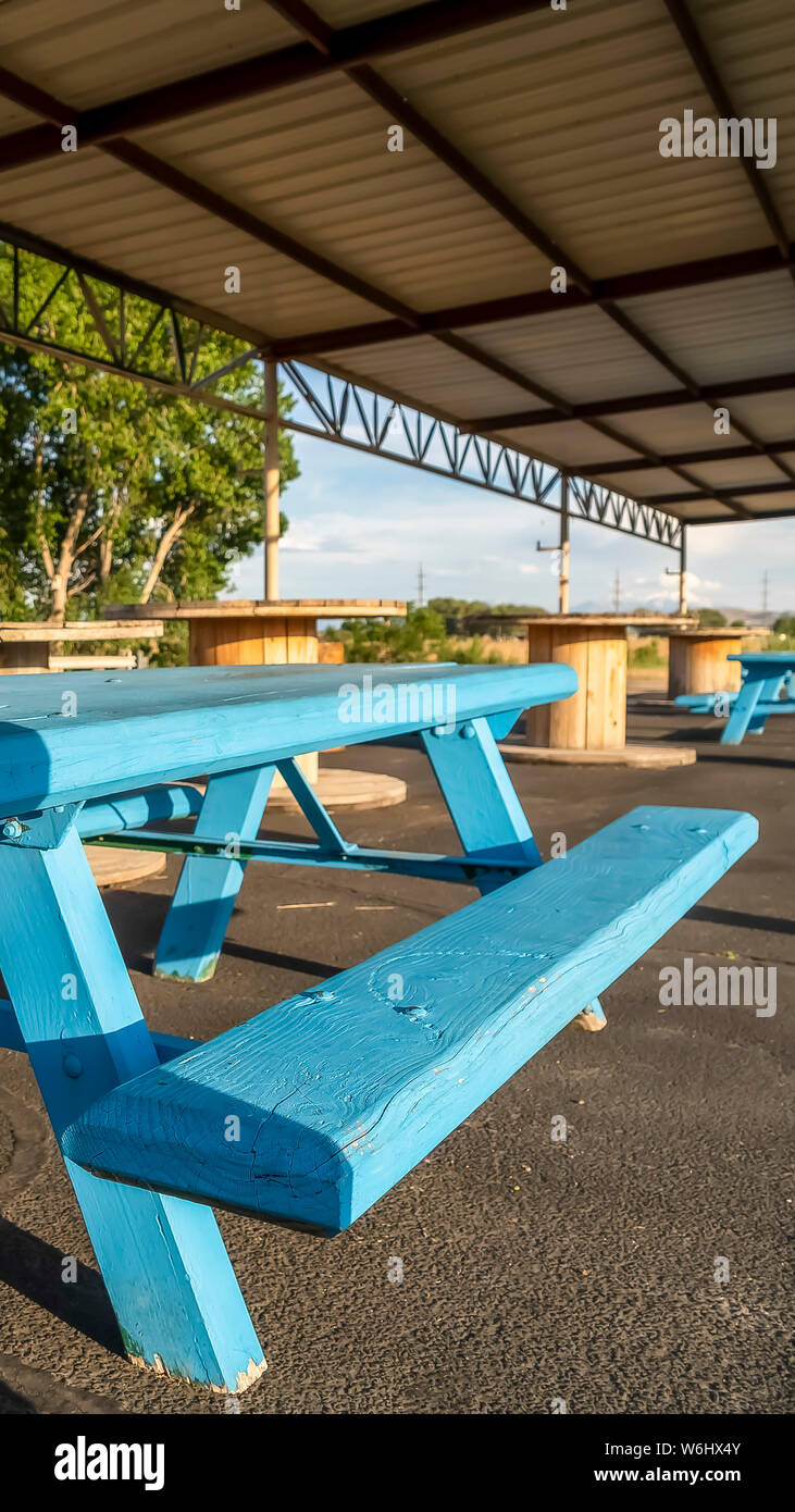 Picnic table under pavilion hi-res stock photography and images - Alamy