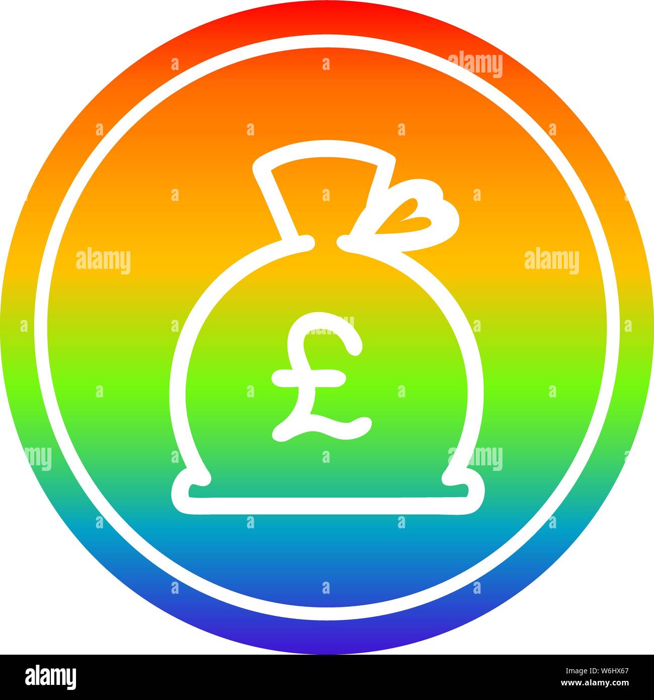 money sack circular icon with rainbow gradient finish Stock Vector ...