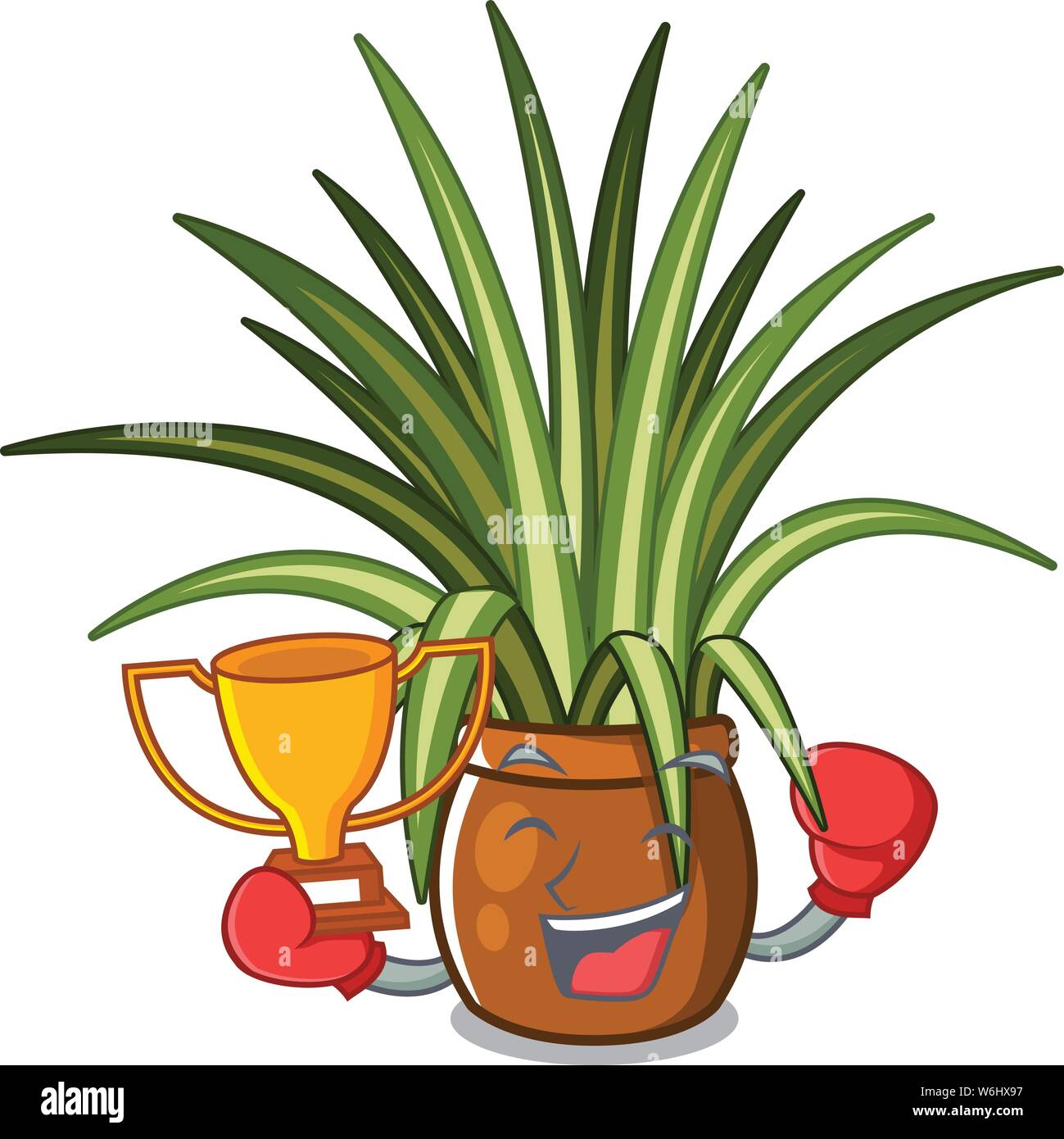 Boxing winner spider plants in the cartoon yard Stock Vector Image ...