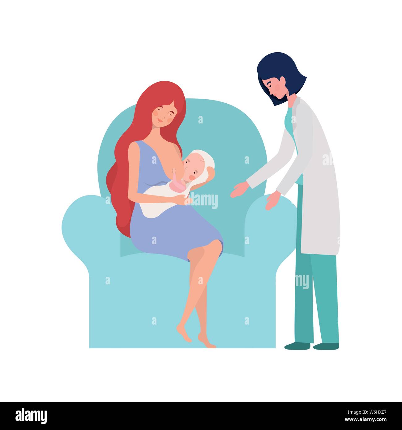 Isolated mother with baby and doctor design Stock Vector Image & Art ...