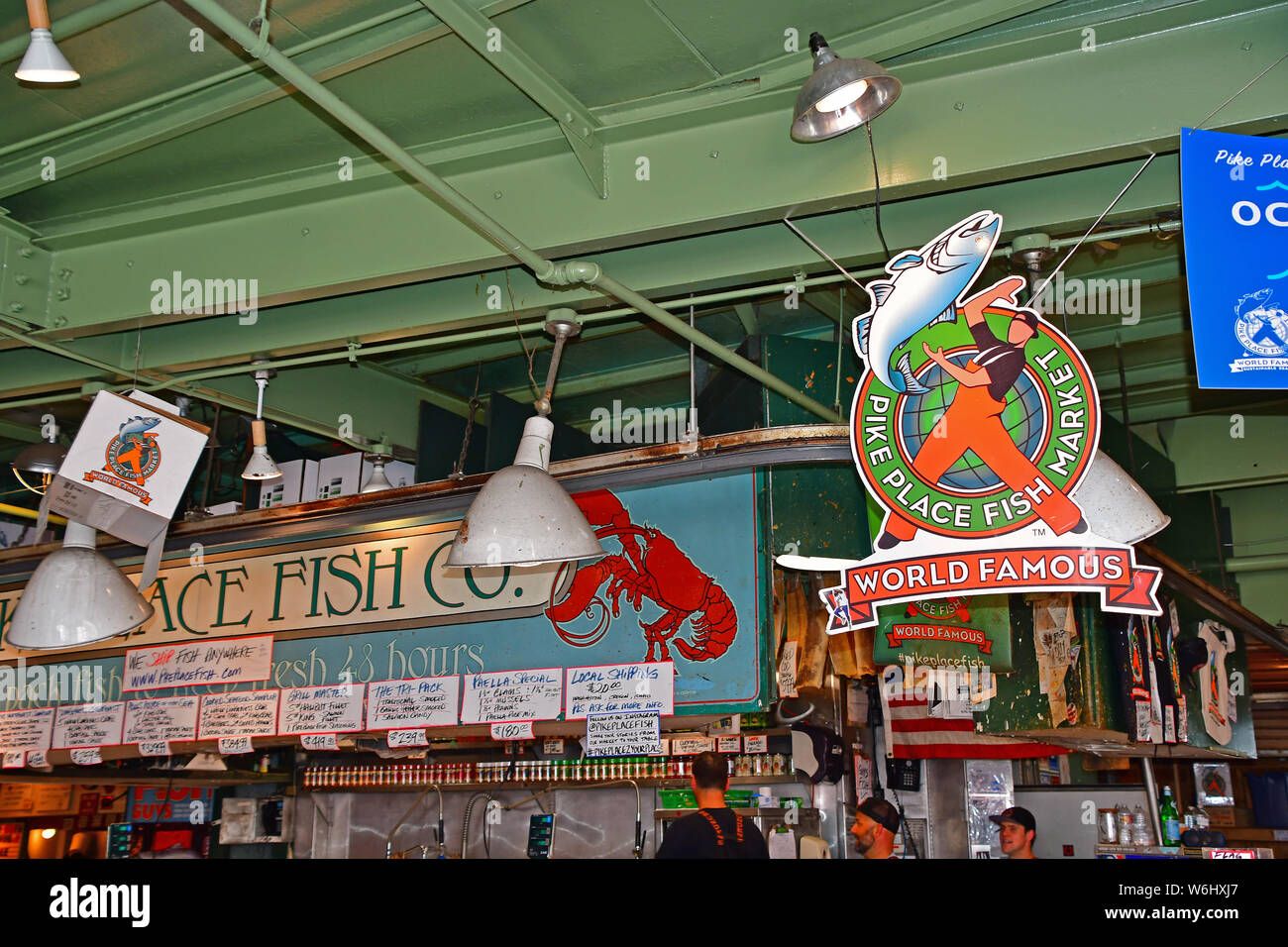 Neon signs in Pike Place Market in Seattle Stock Photo - Alamy