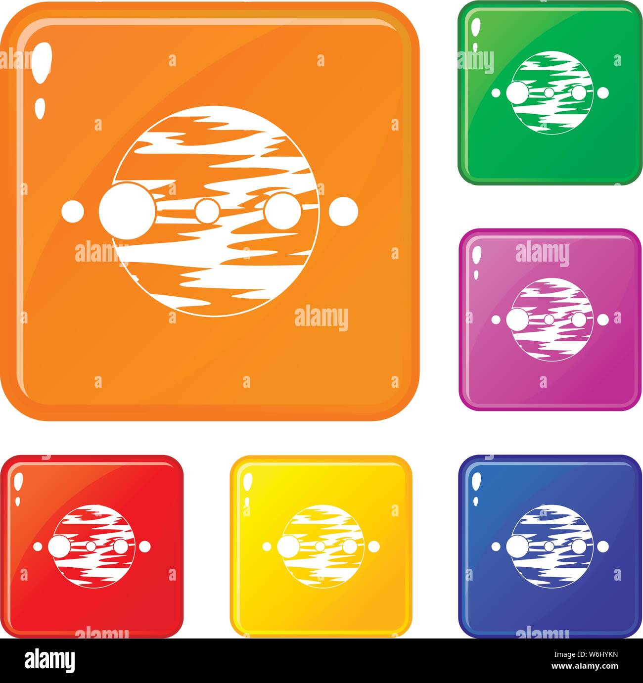 Planet and moons icons set vector color Stock Vector Image & Art - Alamy