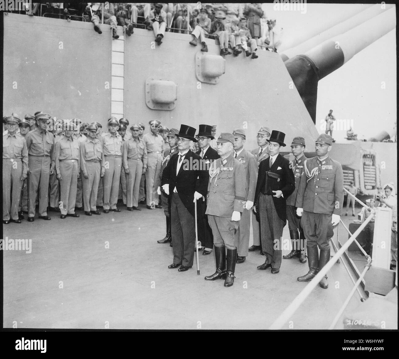 Japanese surrender signatories arrive aboard the USS MISSOURI in Tokyo ...