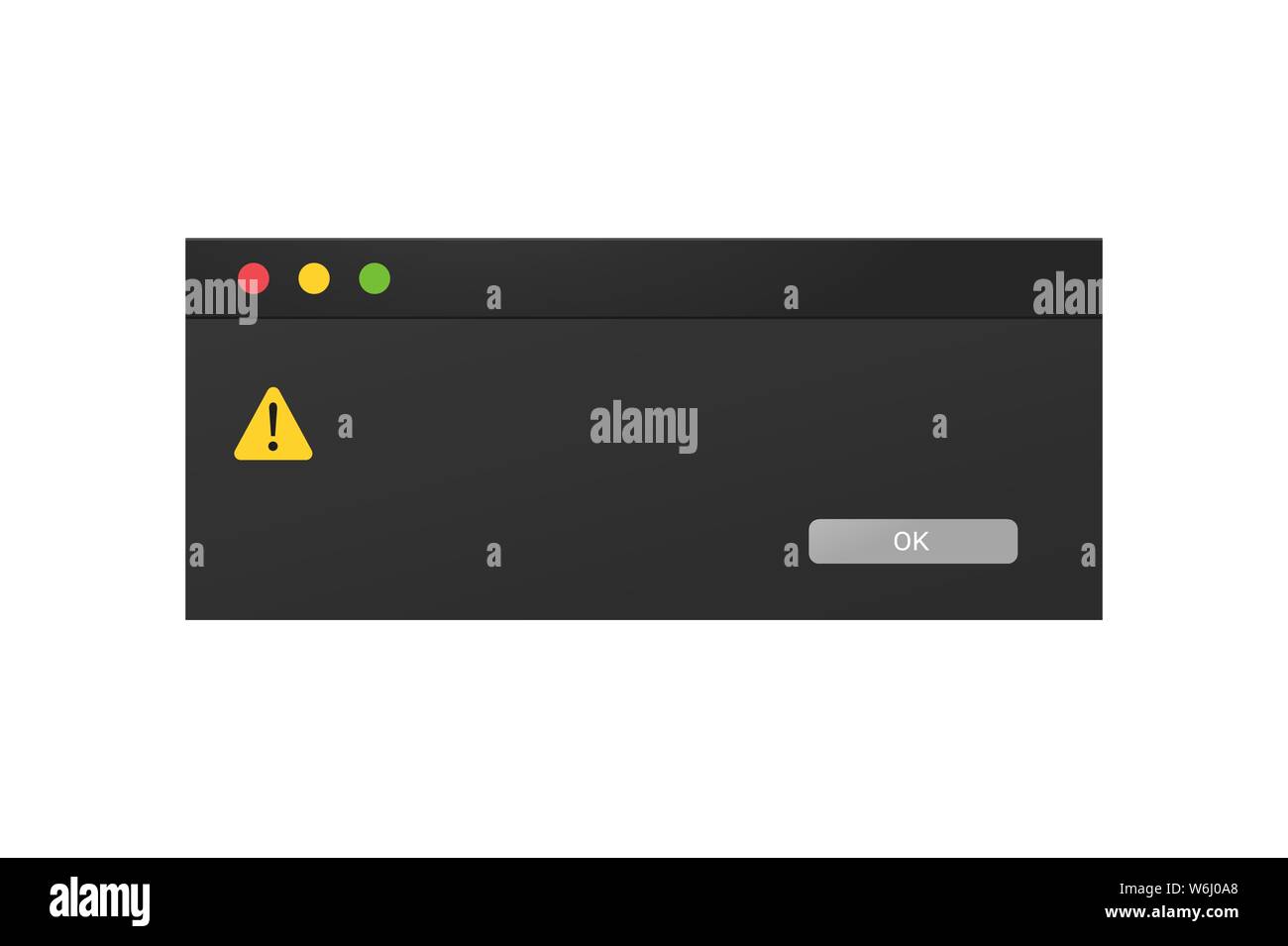 Dark dialogue box interface. System message popup in a night mode Stock ...