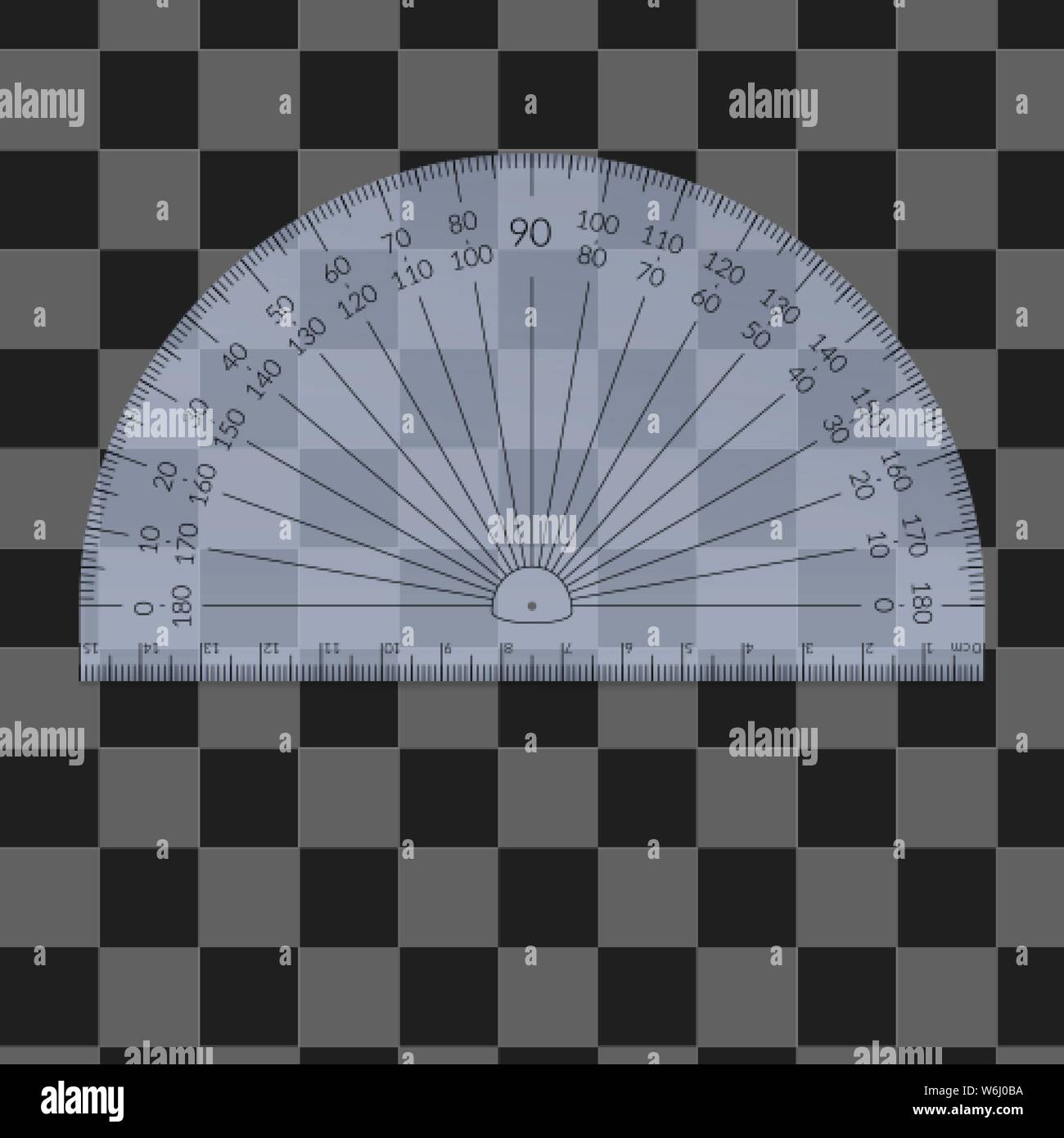 Plastic circular protractor with a ruler in metric units Stock Vector ...