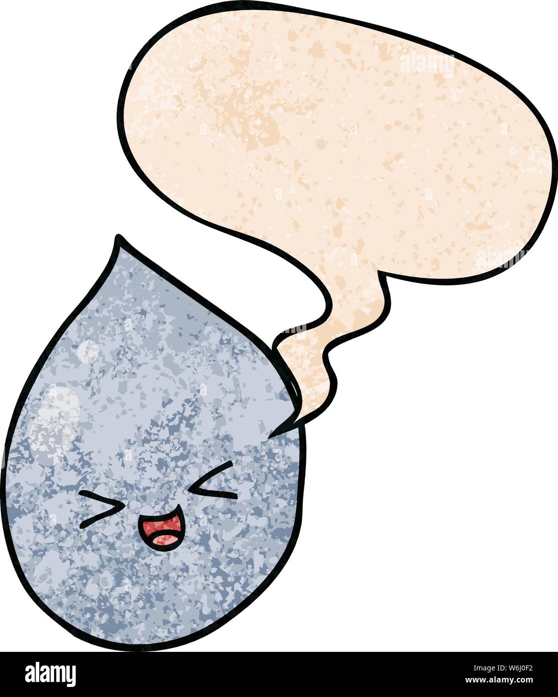 cartoon raindrop with speech bubble in retro texture style Stock Vector ...