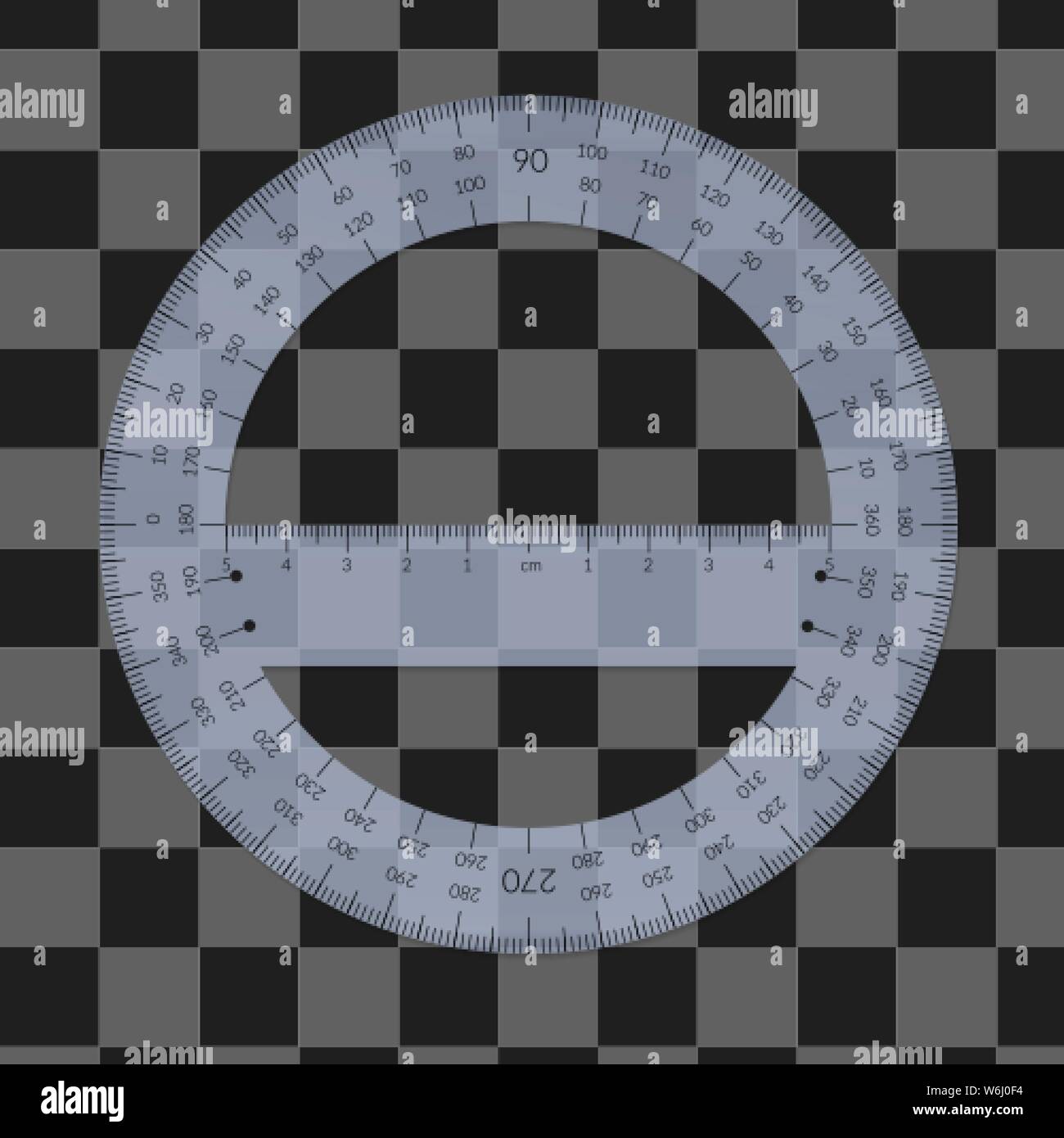 Plastic circular protractor with a ruler in metric units Stock Vector ...