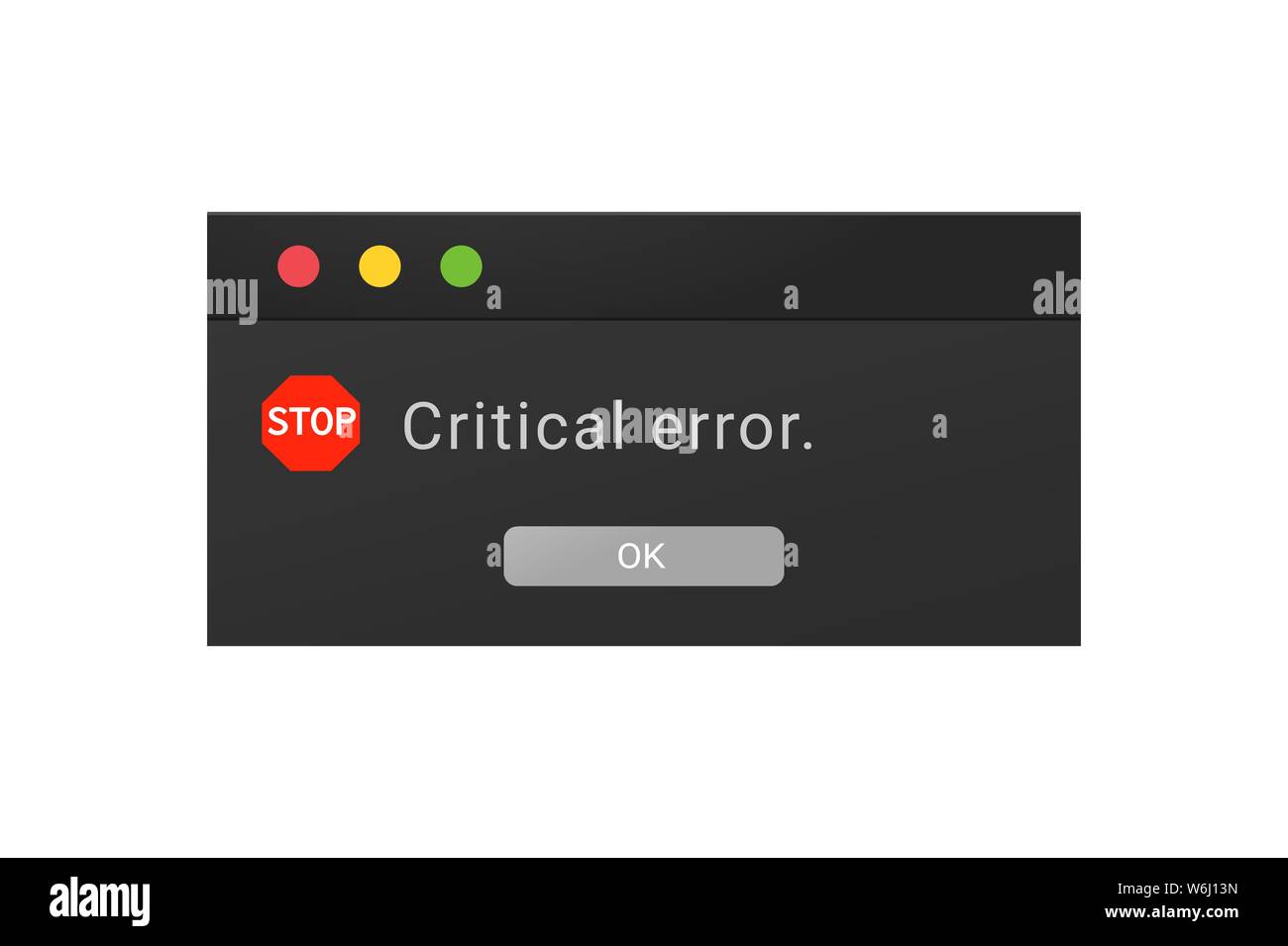 Dark dialogue box interface. System message popup in a night mode Stock ...