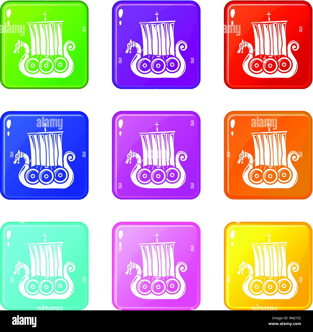 Small ship icons set 9 color collection Stock Vector Image & Art - Alamy