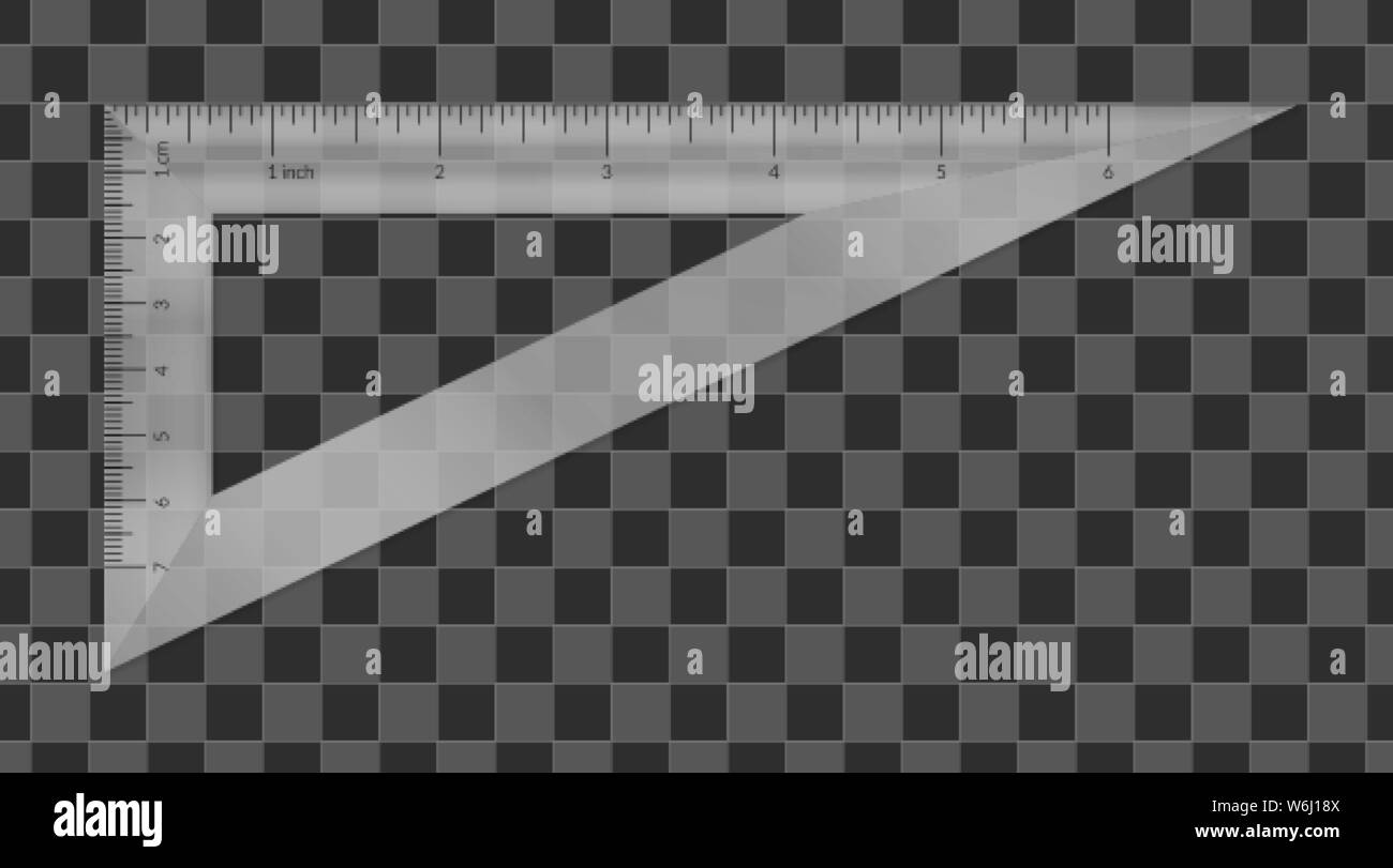 Plastic triangle with metric and imperial units ruler scale Stock ...