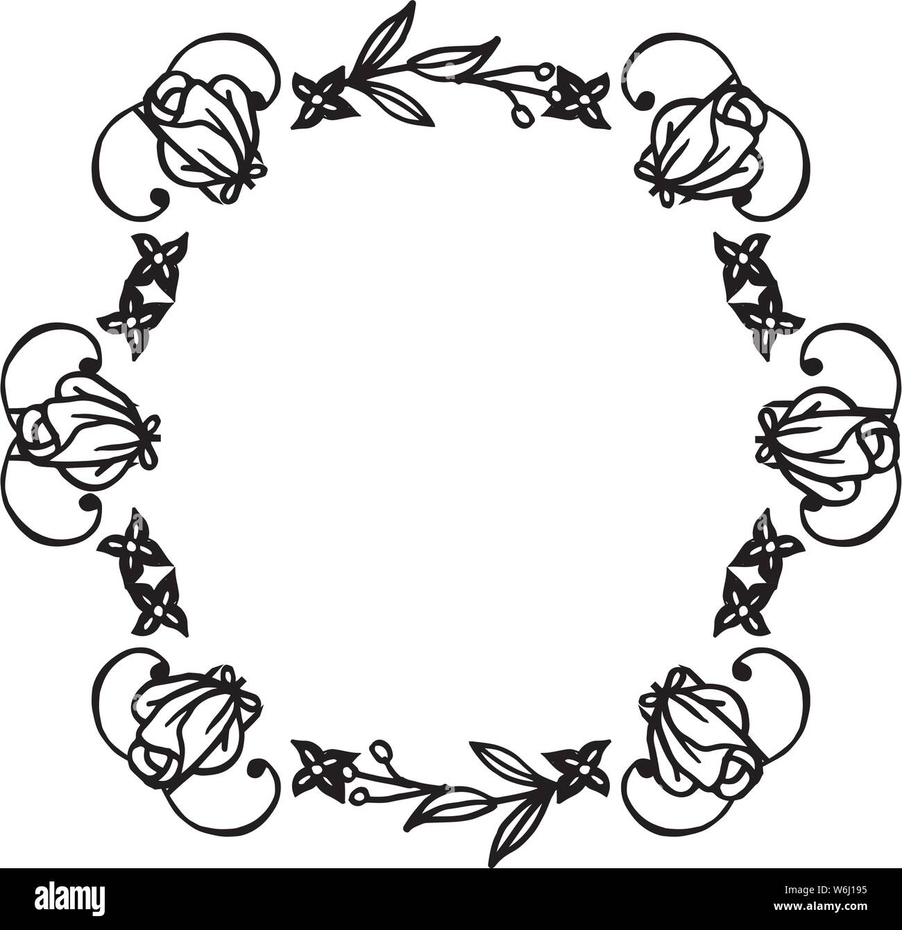 Beautiful flower frame vignette, isolated on white background. Vector ...