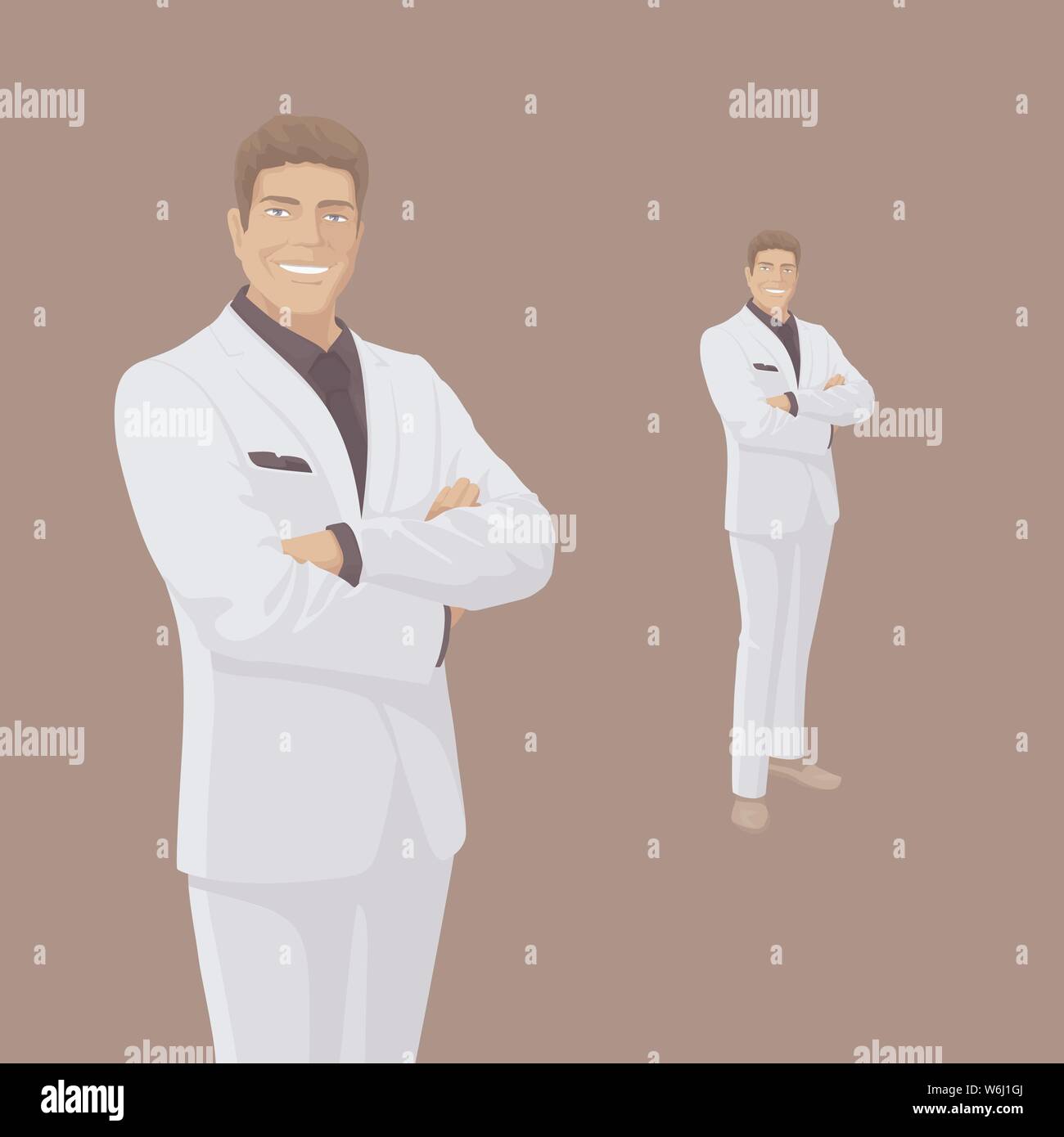 Elegant businessman in white costume. Boss, manager, businessman ...