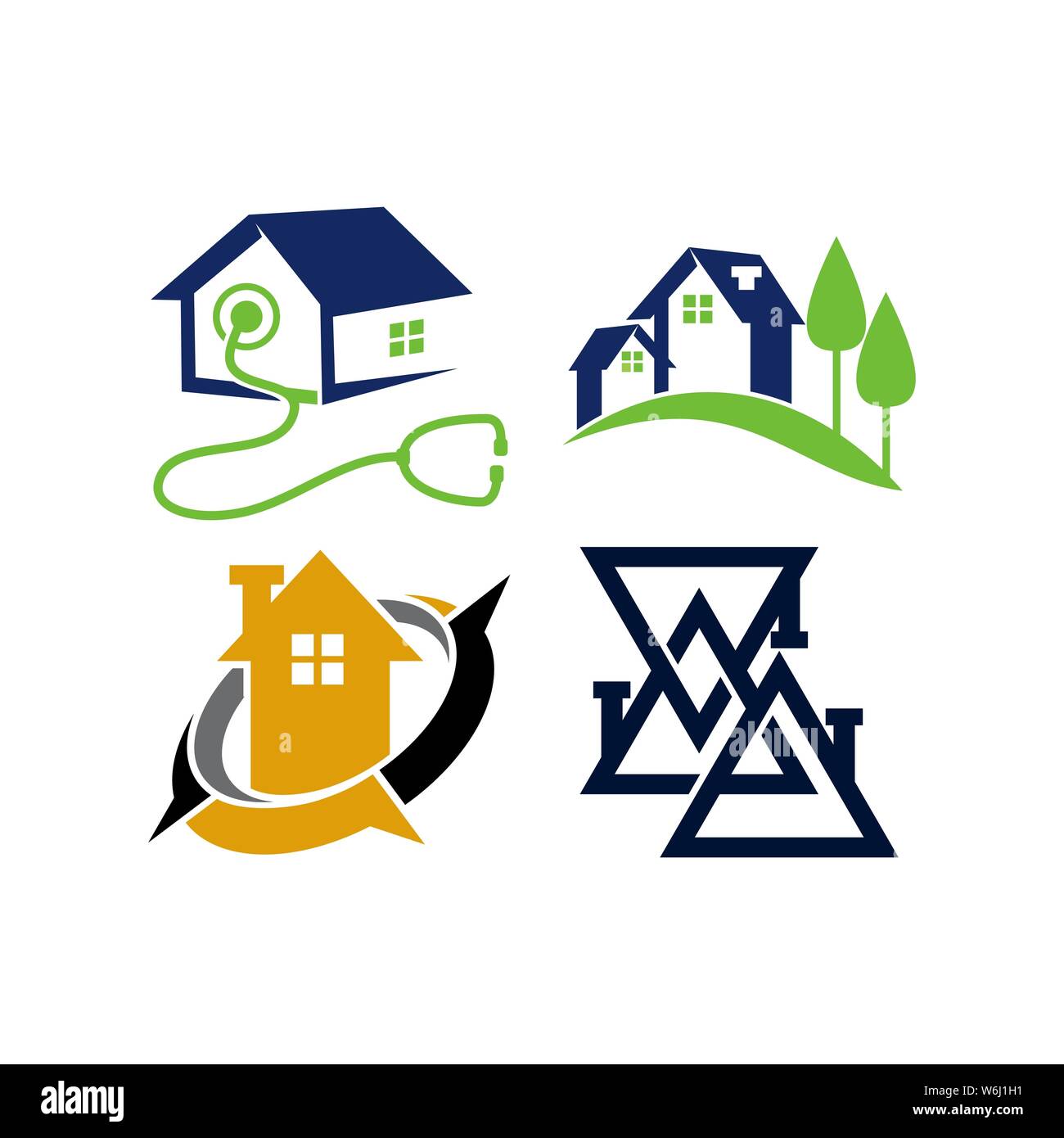 Real Estate Home Property Design Template Vector Set Stock Vector Image ...