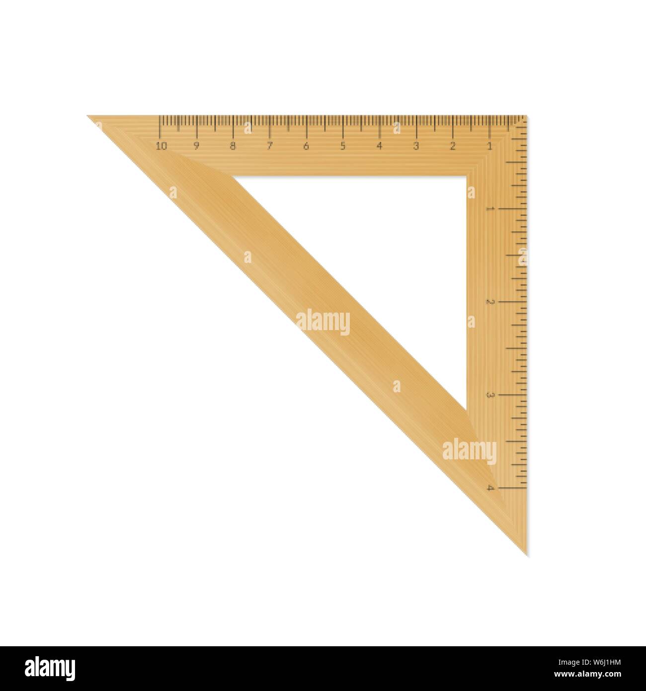 Wooden isosceles triangle with metric and imperial units ruler scale ...