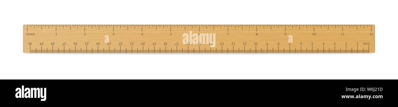 Engineer or architect wooden drafting ruler with an imperial and a ...
