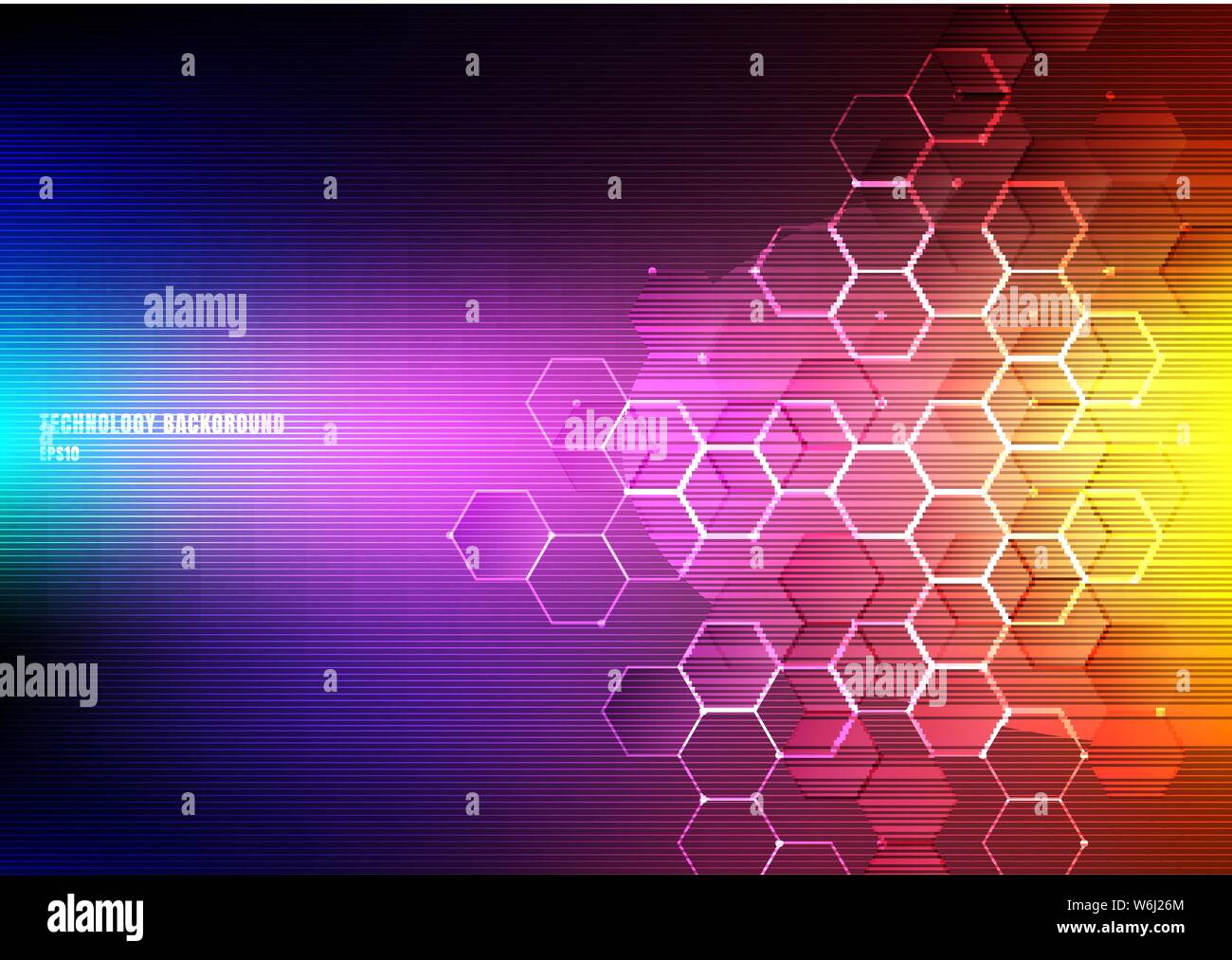 Abstract light hexagons with nodes digital geometric and lines and dots ...