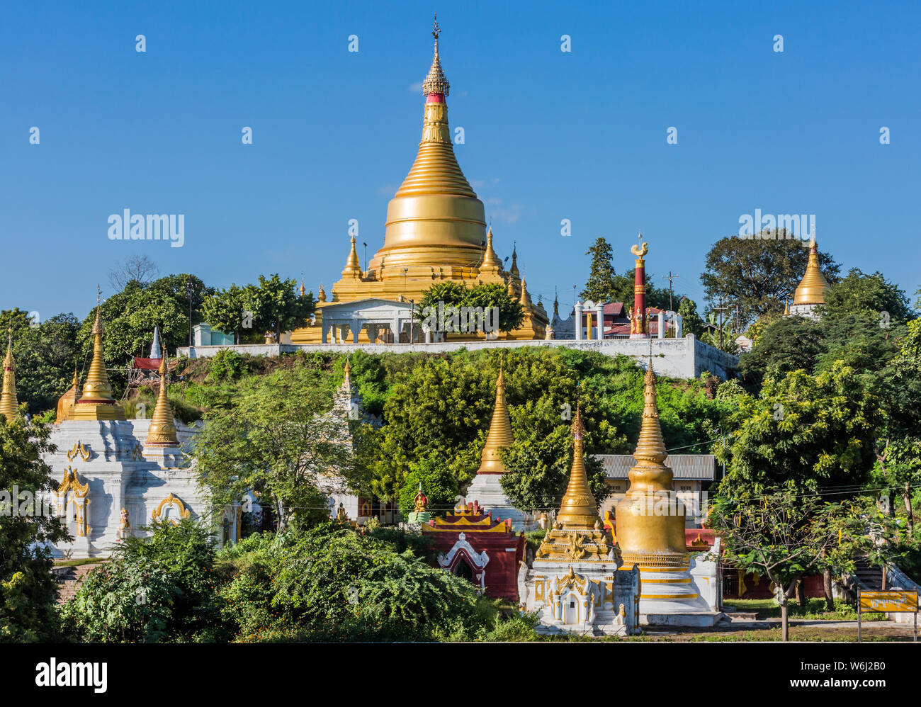 Sagaing hills and temples skyline near Mandalay Myanmar (Burma Stock ...