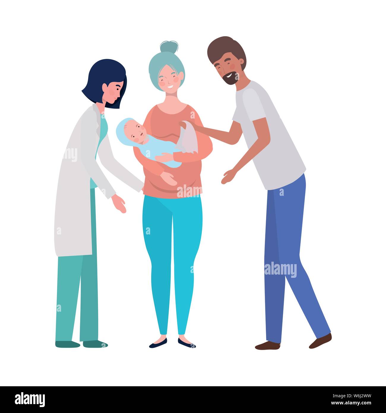Mother and father with baby and doctor design Stock Vector Image & Art ...