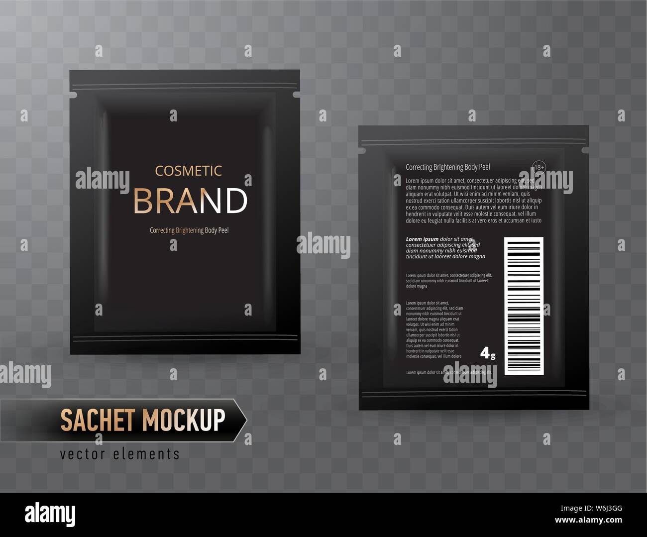 Vector realistic blank package, disposable foil sachet for facial mask ...