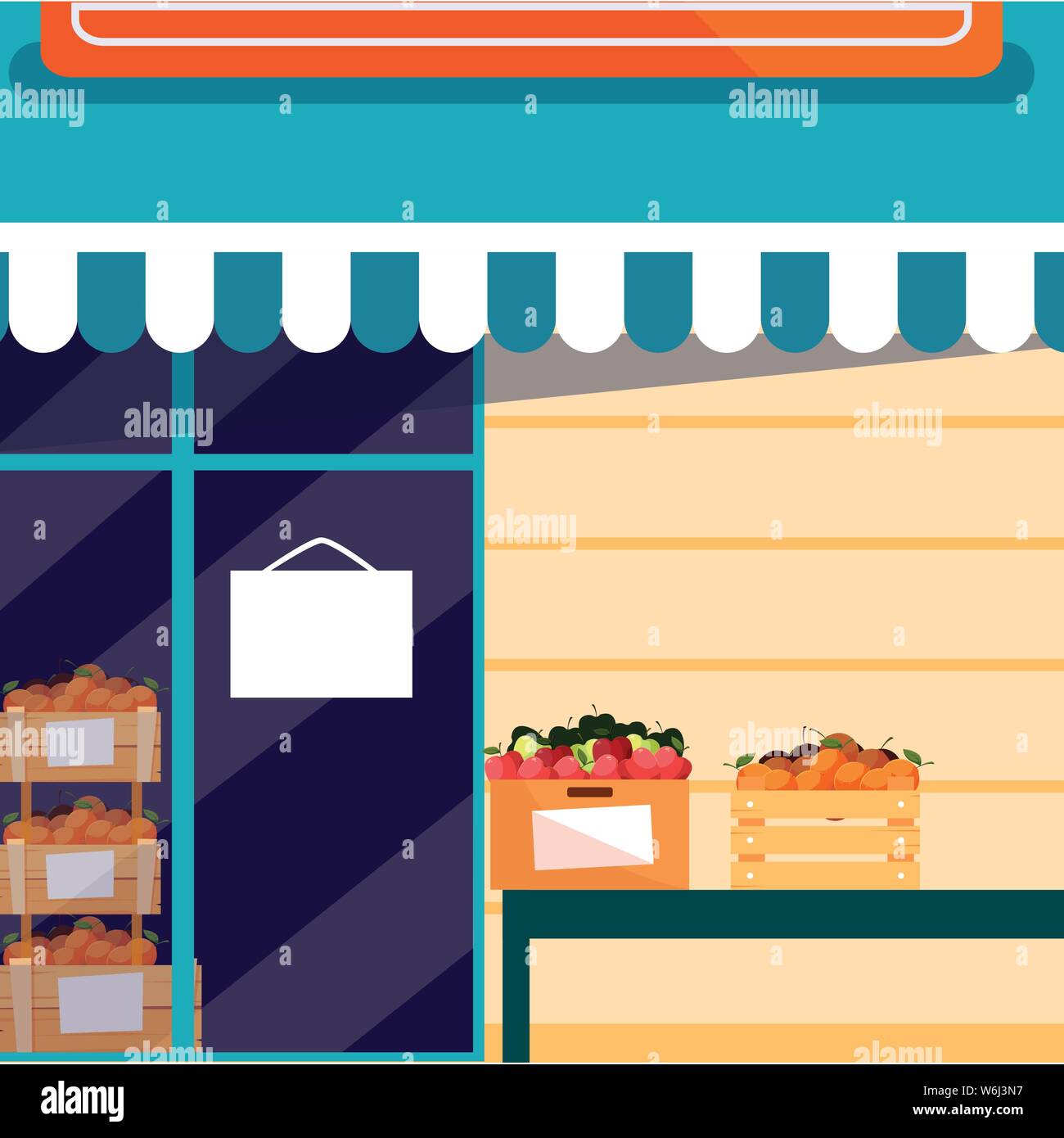 grocery market facade fruit and vegetables vector illustration Stock ...