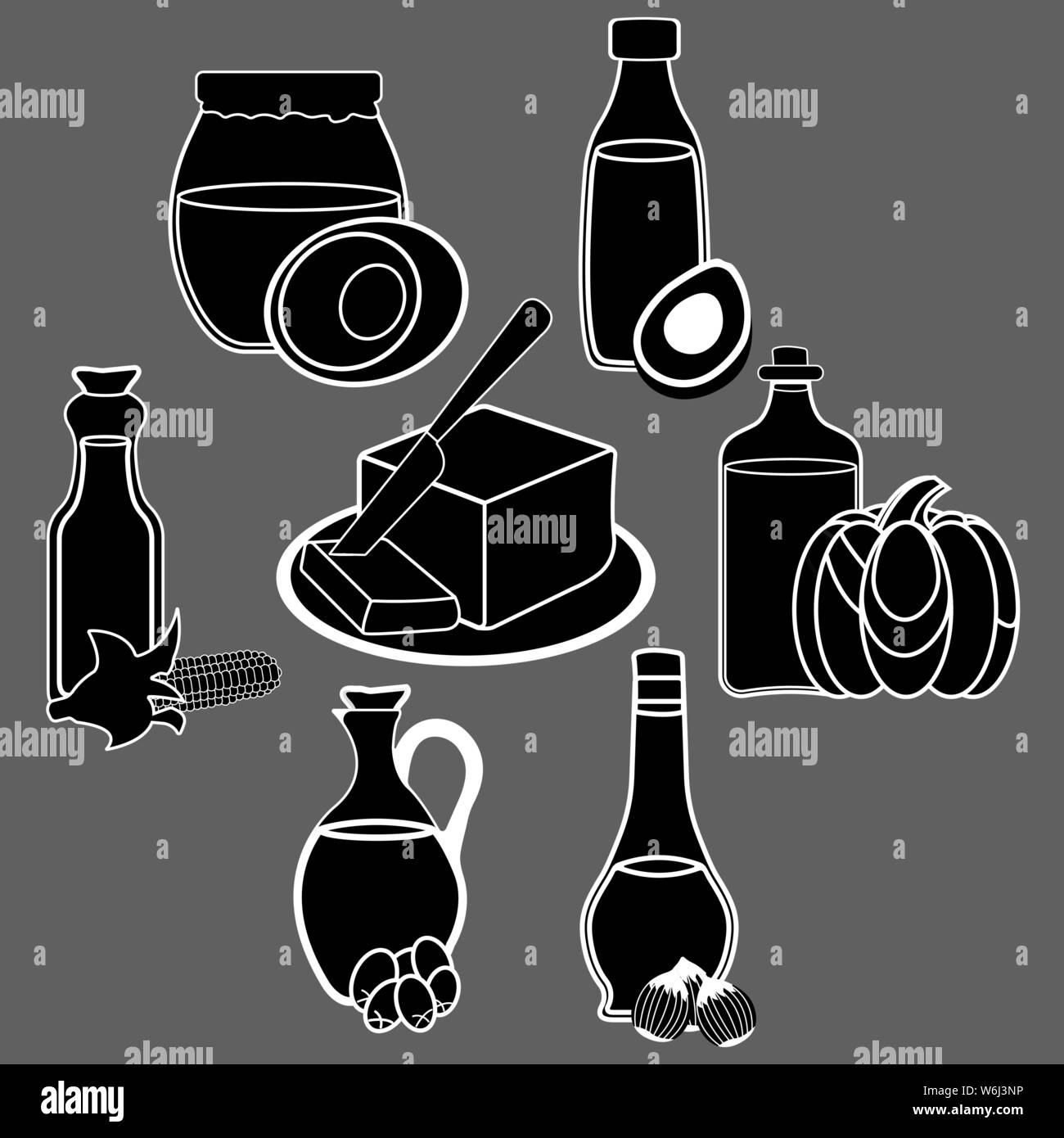 Set of Oil, Fat, Butter Icon. Food label, logo for Web and Banners ...