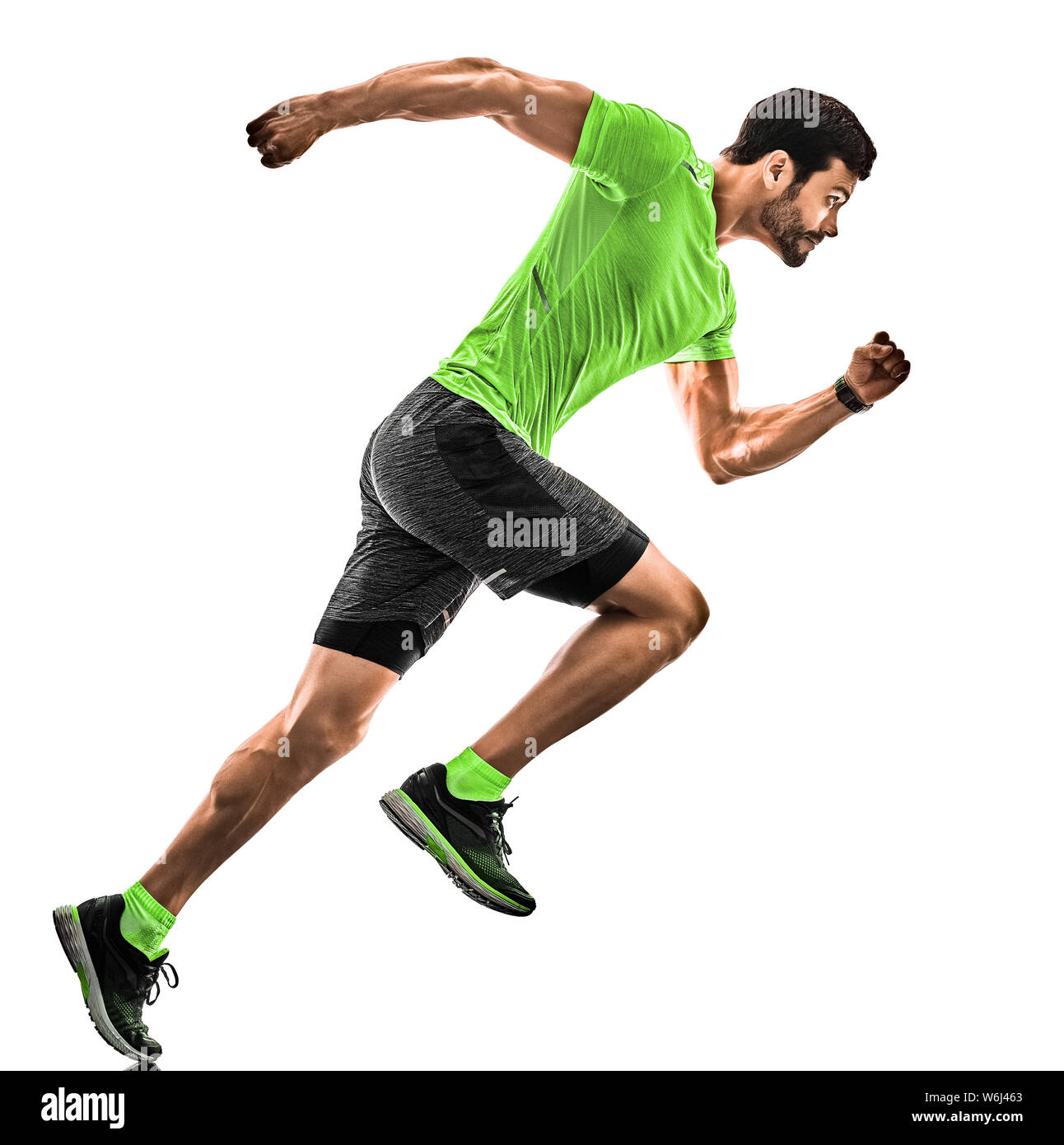 one caucasian man runner running jogging jogger silhouette isolated on ...