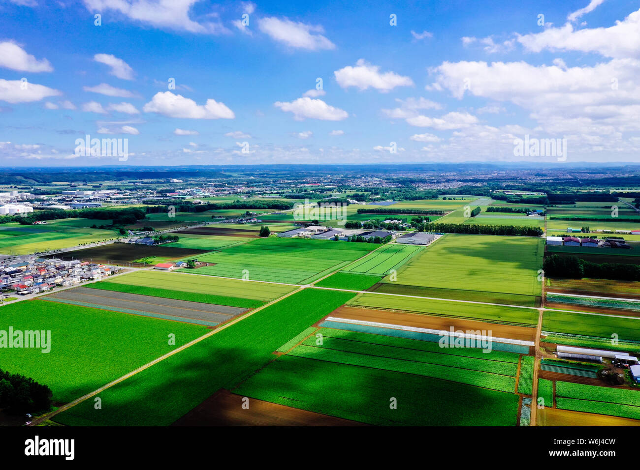 Aerial Photography of Memuro Town, Hokkaido, Japan Stock Photo - Alamy