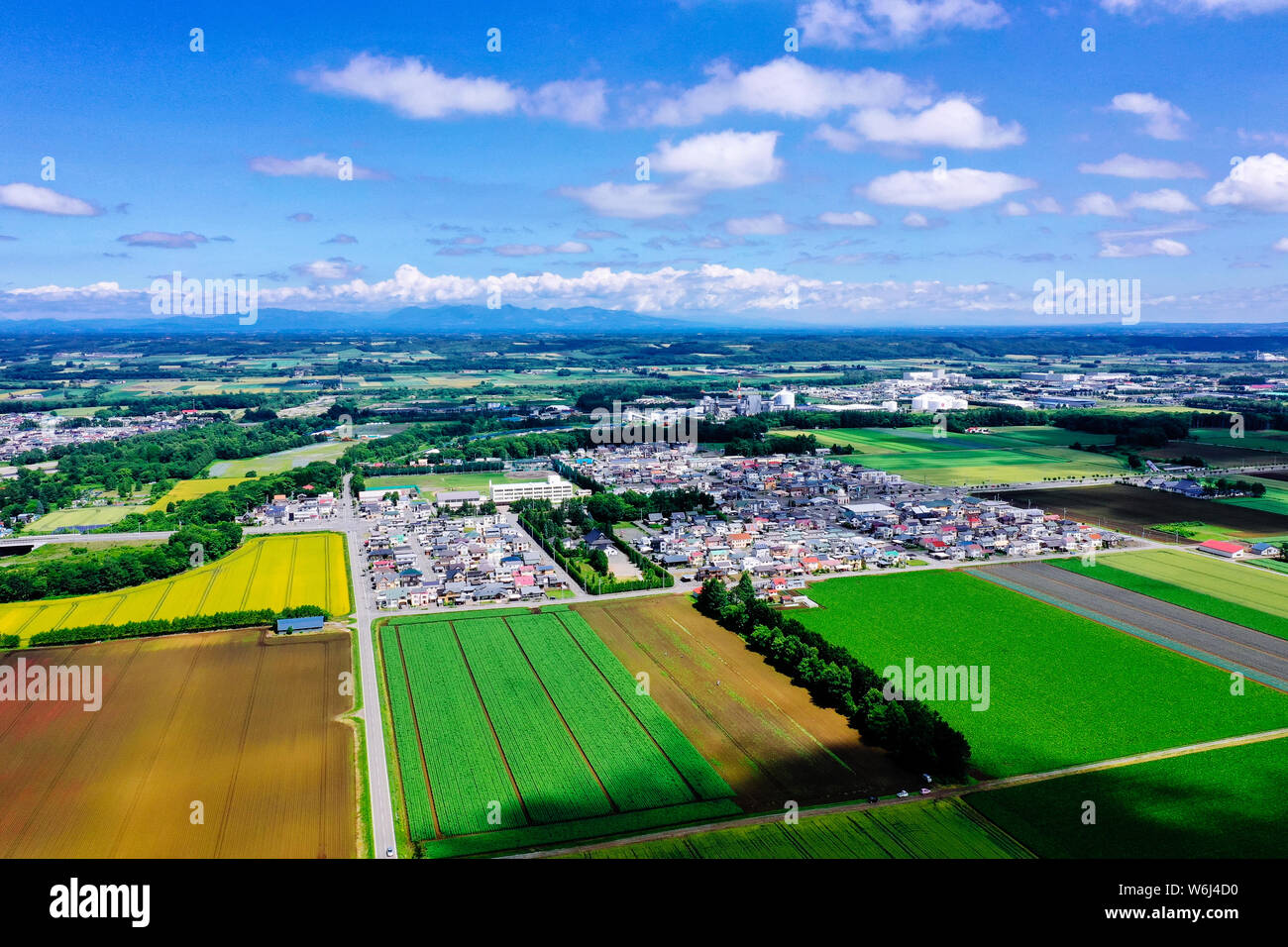 Aerial Photography of Memuro Town, Hokkaido, Japan Stock Photo - Alamy