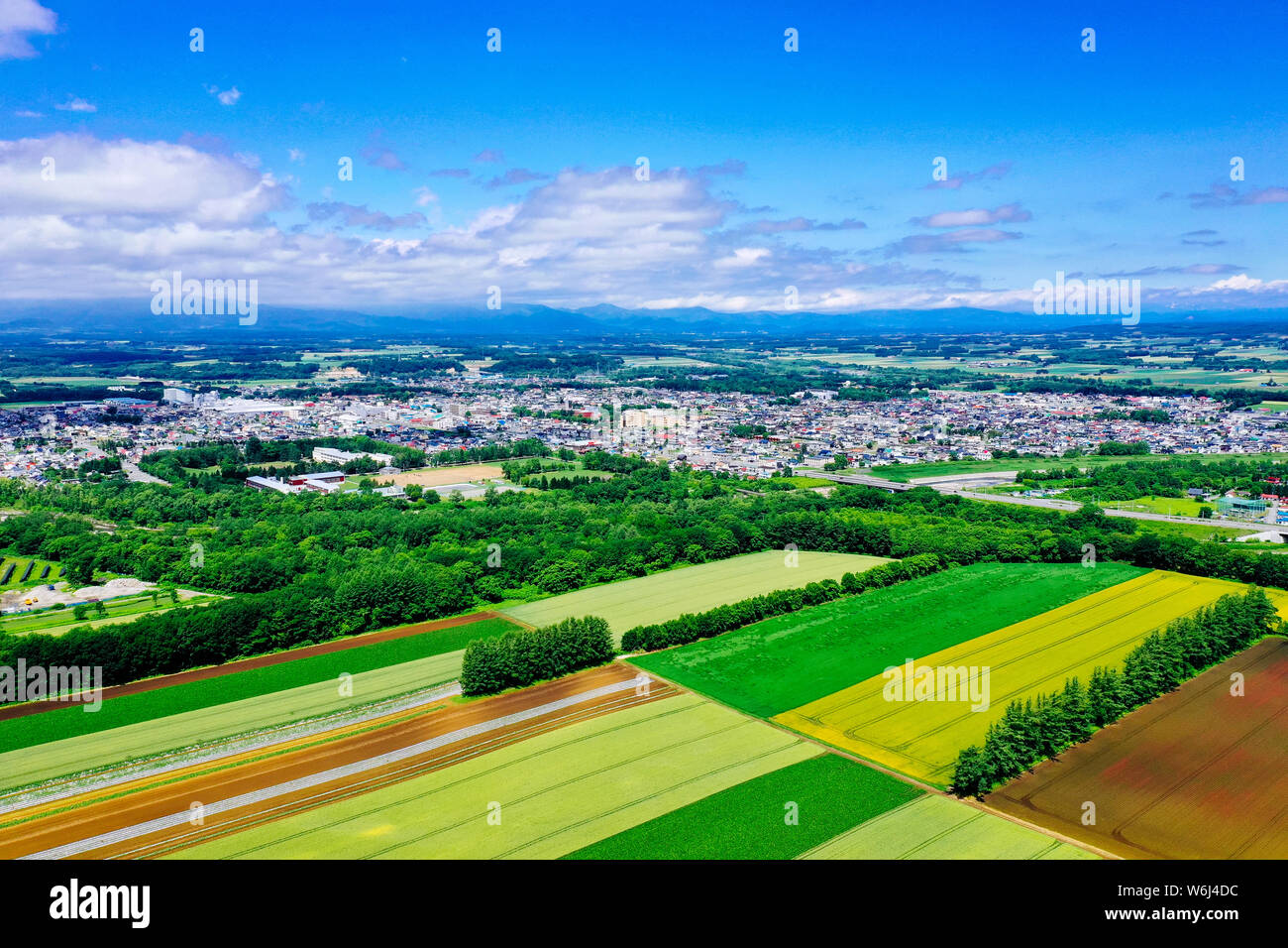 Aerial Photography of Memuro Town, Hokkaido, Japan Stock Photo - Alamy