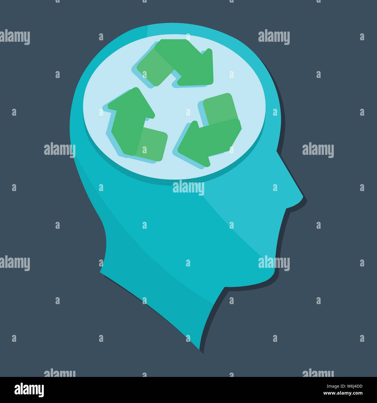 human head with recycle icon vector illustration Stock Vector Image ...
