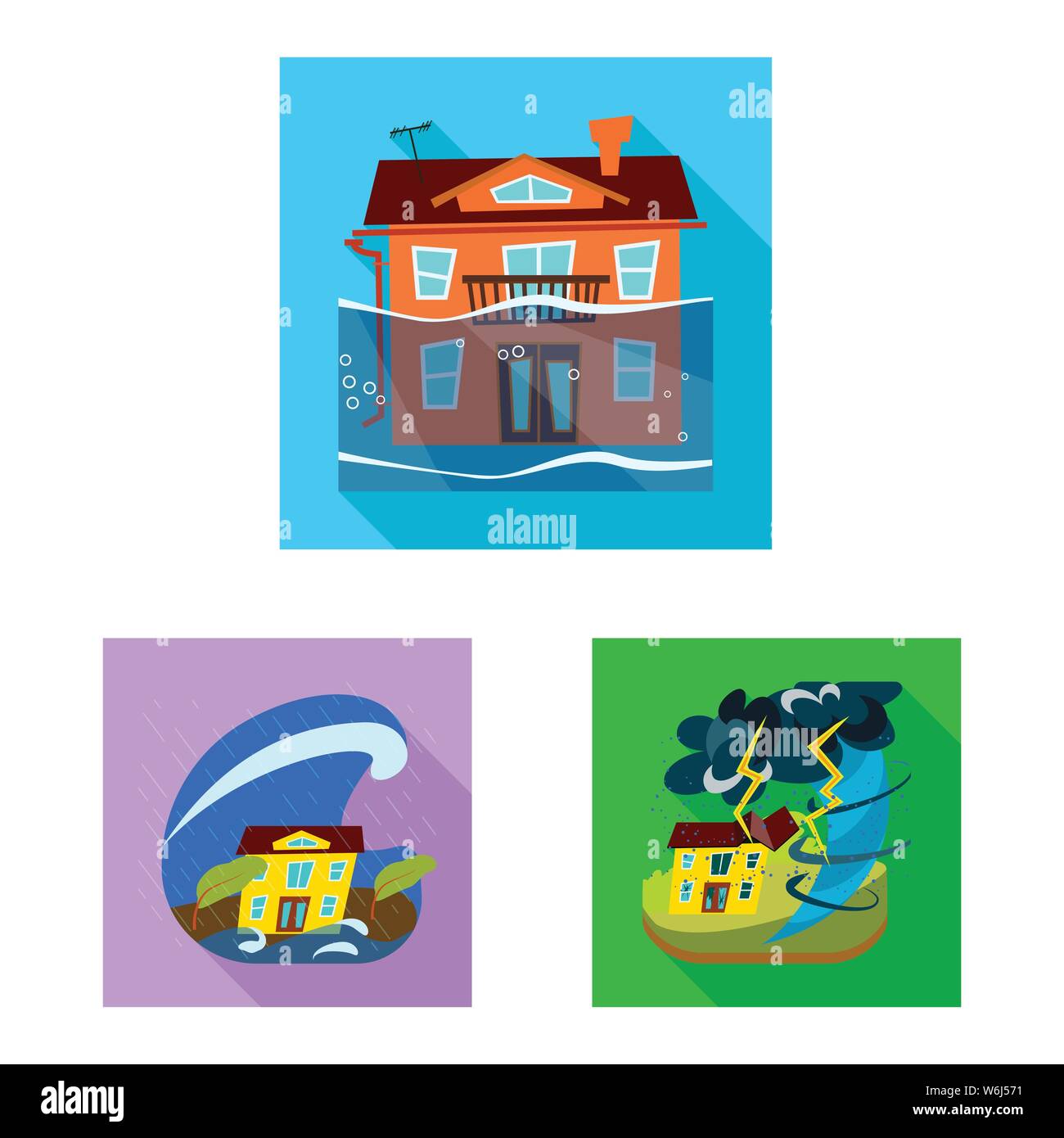 Isolated object of collapse and environment symbol. Collection of ...