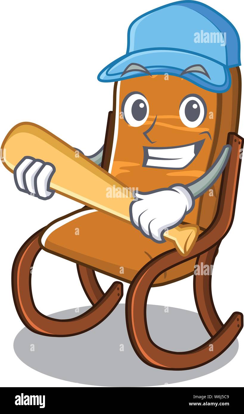 Playing baseball rocking chair in cartoon living room Stock Vector ...