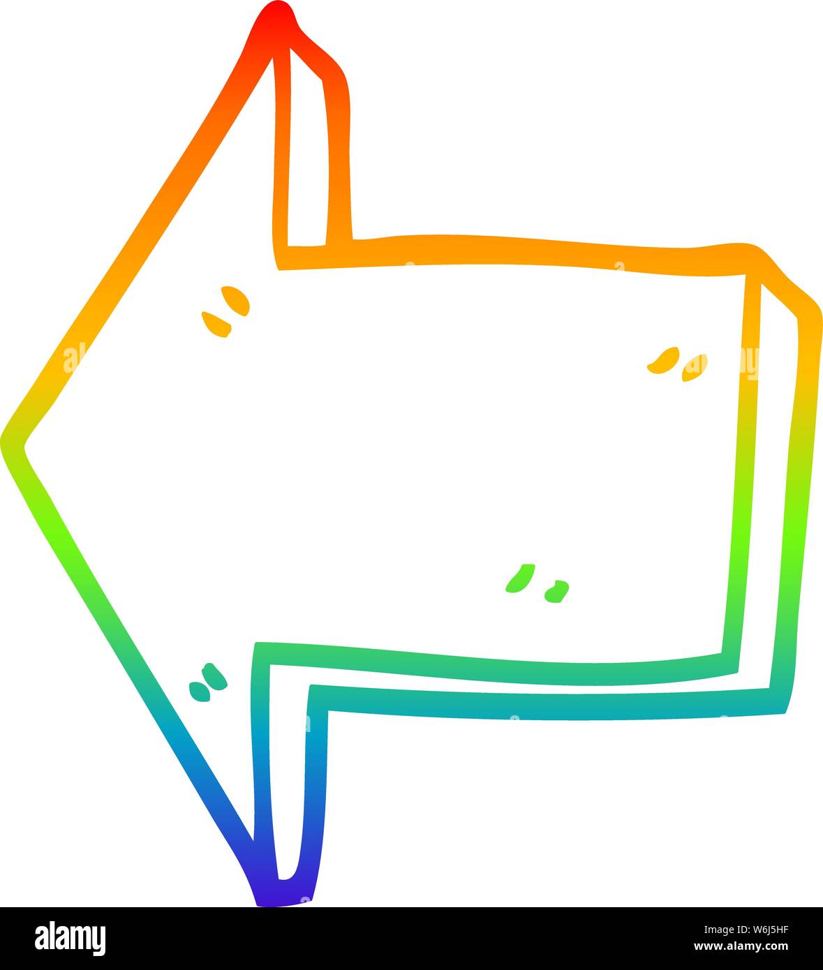 rainbow gradient line drawing of a cartoon directing arrow Stock Vector ...