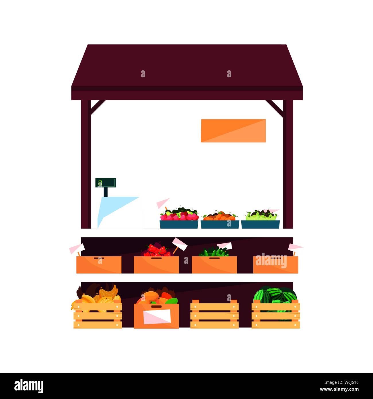stand selling vegetables and fruits vector illustration Stock Vector ...
