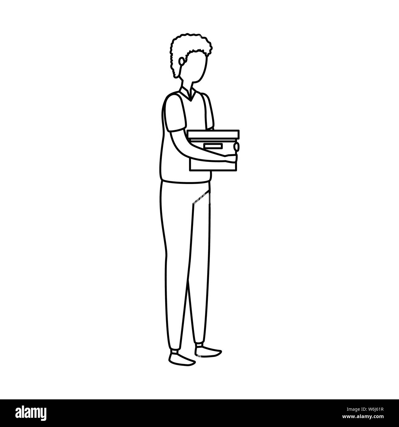 elegant businessman worker lifting carton box Stock Vector Image & Art ...
