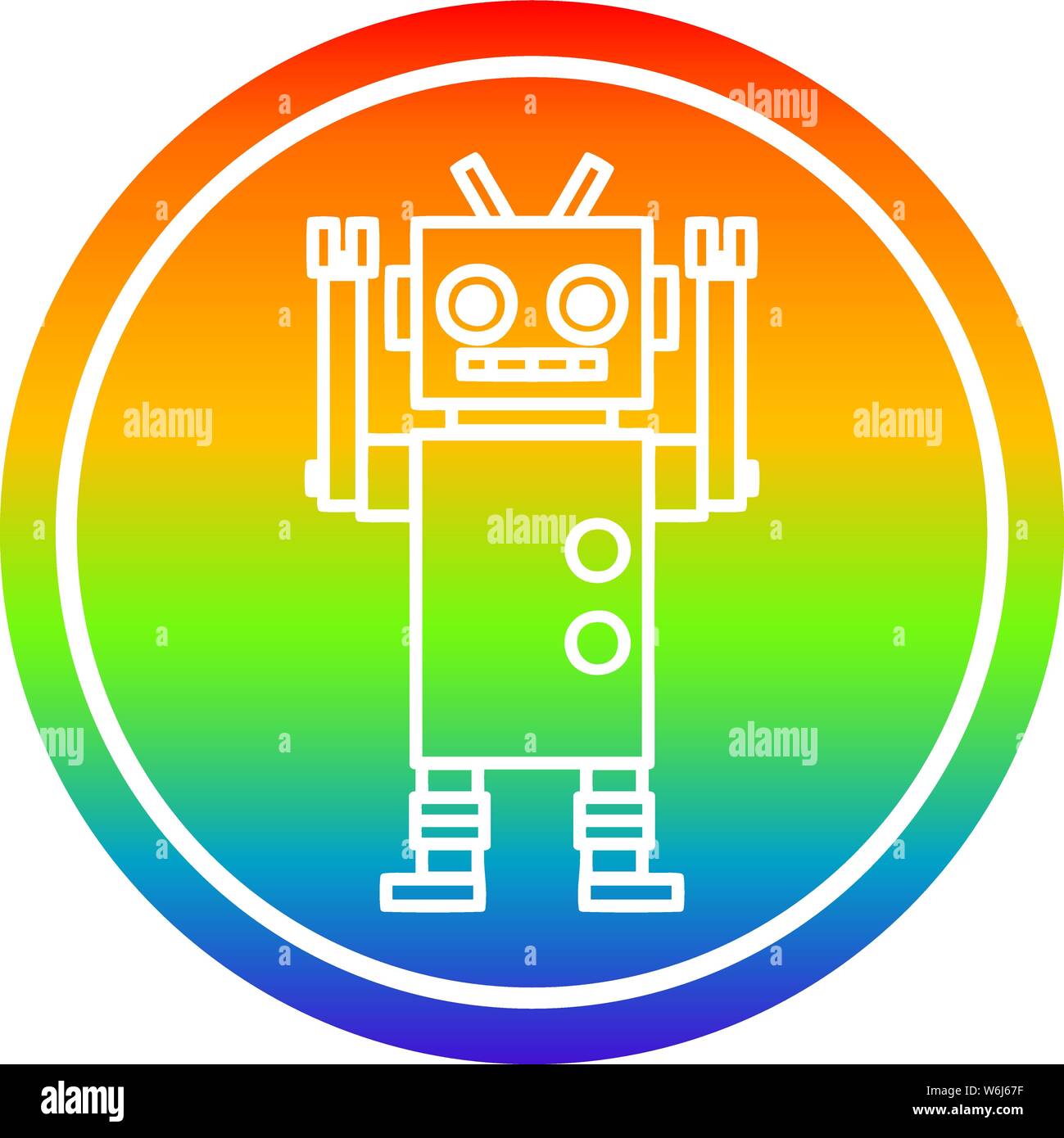 dancing robot circular icon with rainbow gradient finish Stock Vector ...