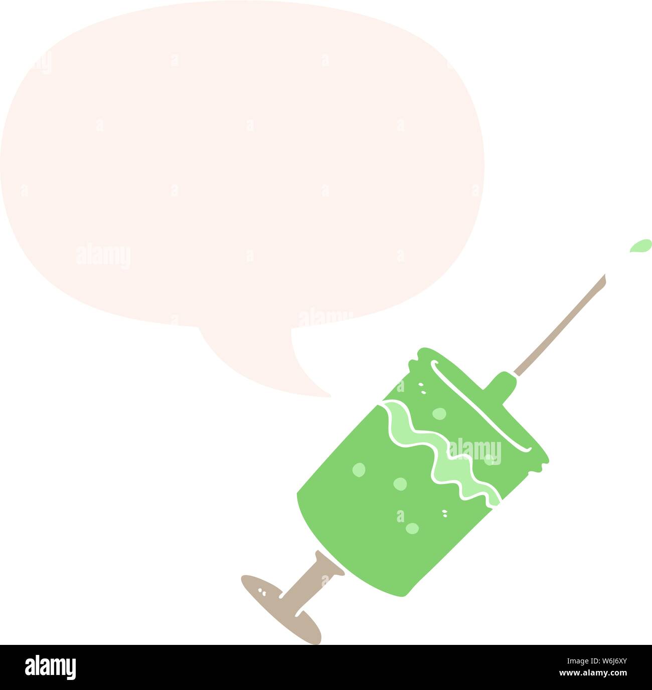 cartoon syringe needle with speech bubble in retro style Stock Vector ...